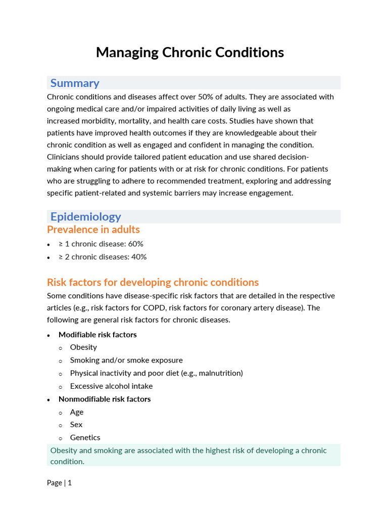 Managing Chronic Conditions - Amboss - 2024 | PDF