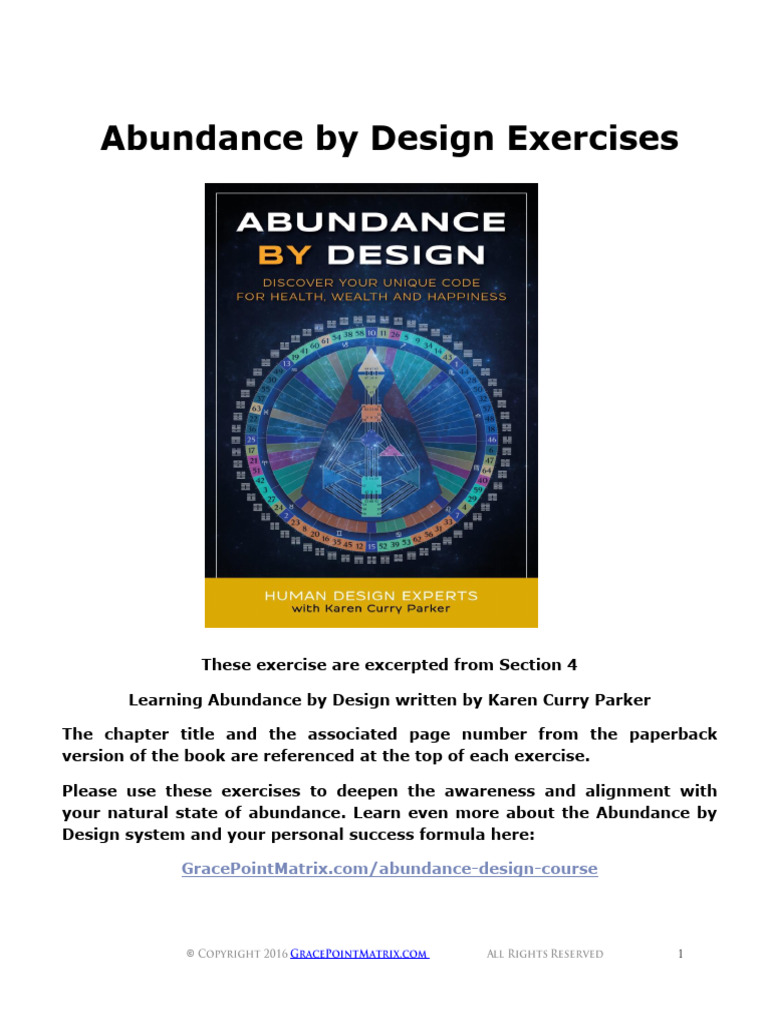 Abundance by Design Book Exercises | PDF