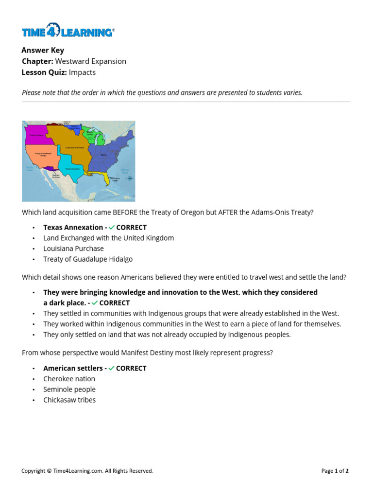Westward Expansion Answer Key | PDF | Native Americans In The United ...