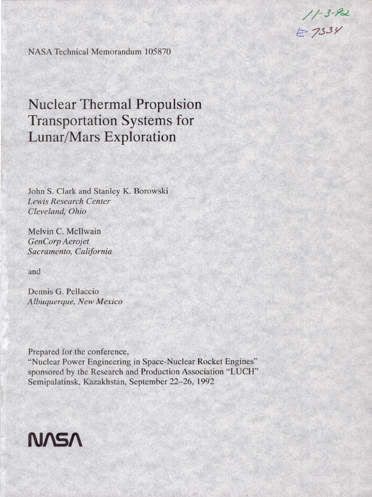 NASA Nuclear Thermal Propulsion | PDF