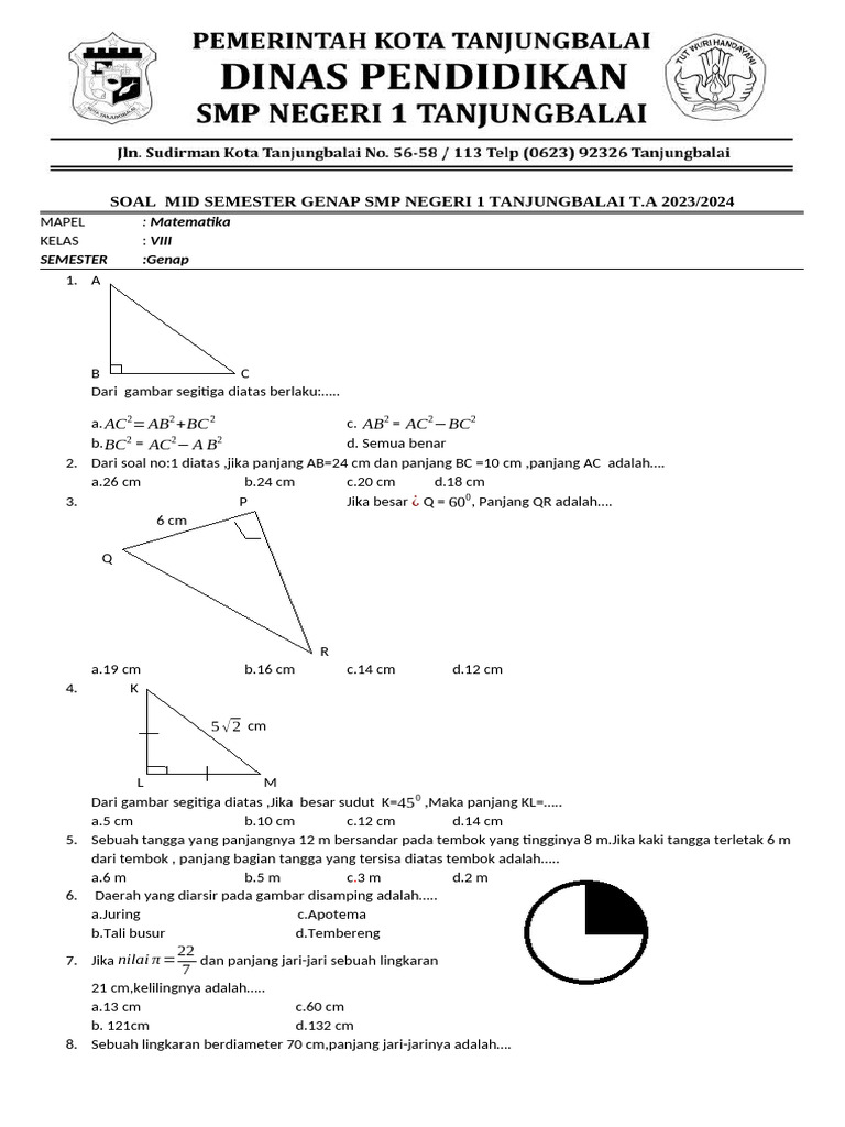 Sudah SOAL MID SEMESTER GENAP 2024 Sudah | PDF