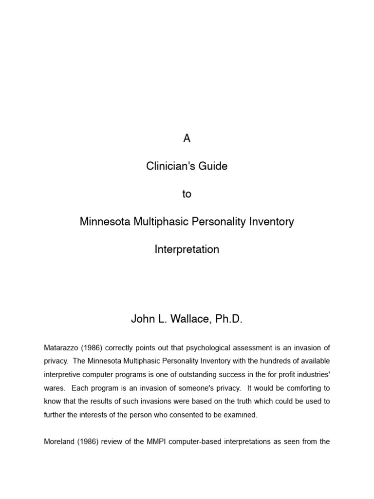 Mmpi 2 Interpretation Guide | PDF