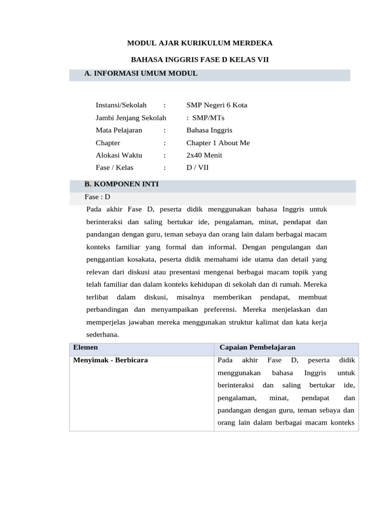 Modul Ajar Kurikulum Merdeka | PDF