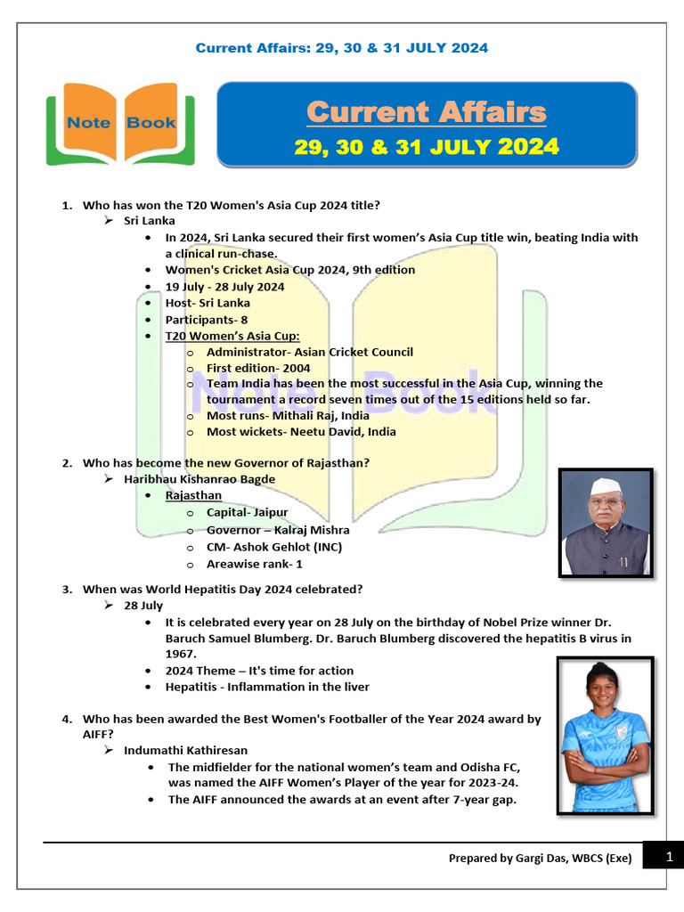 CA - 29, 30 & 31 JULY - 2024 - Note Book | PDF