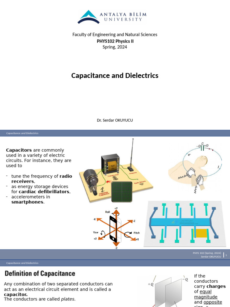 PHYS 102 Lecture Slides - Capacitance and Dielectrics v2 | PDF