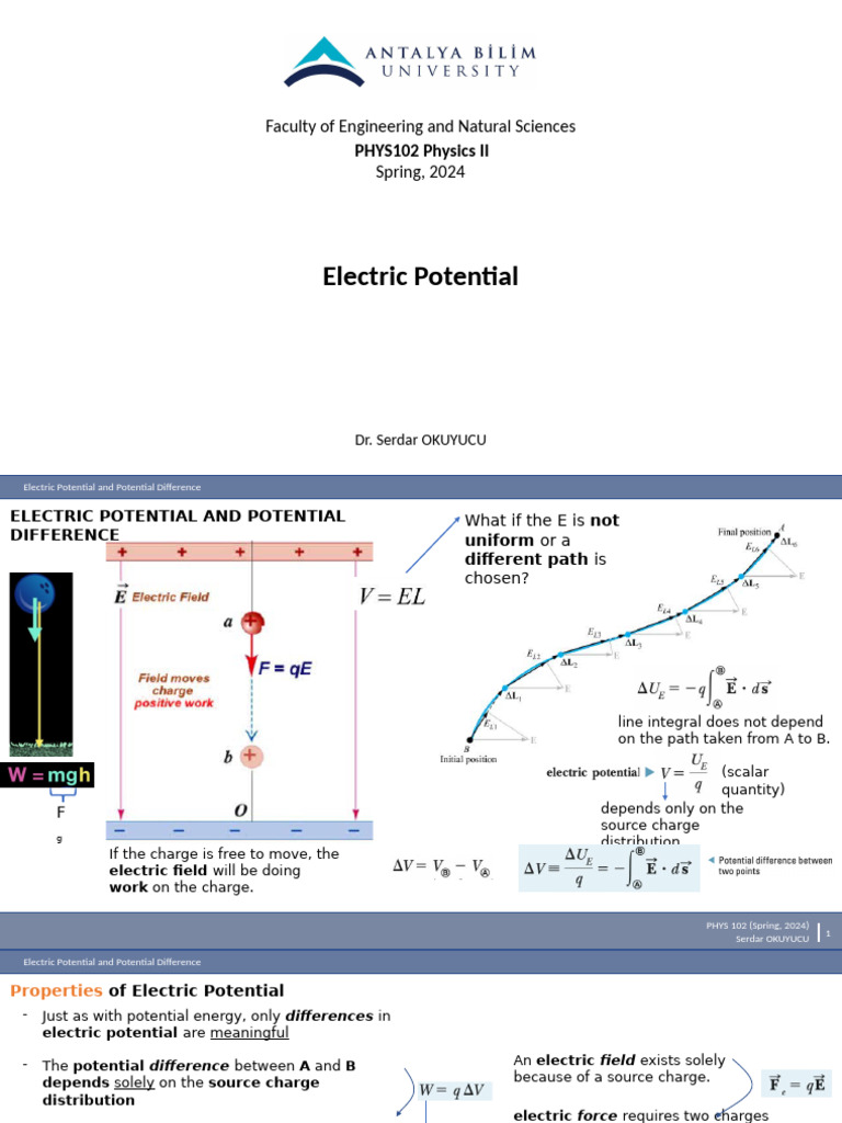 PHYS 102 Lecture Slides - Electric Potential v2 2 | PDF