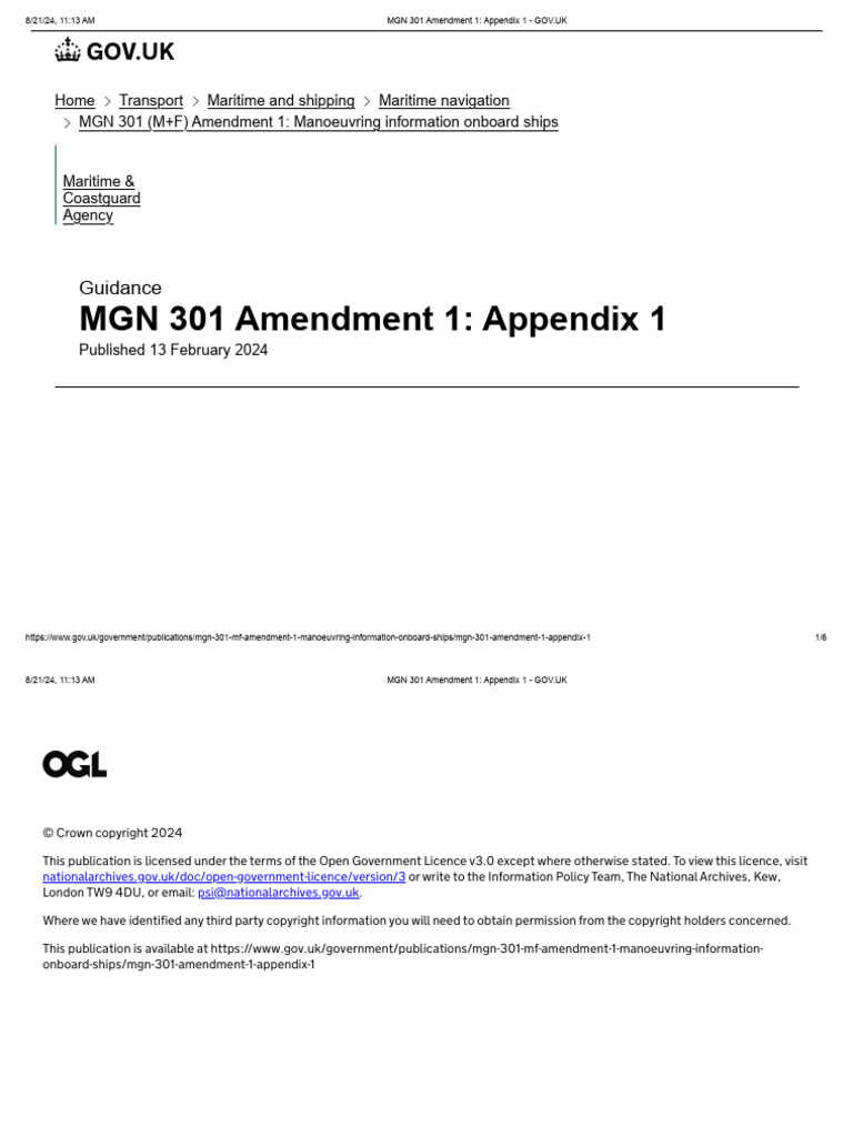 MGN 301 Amendment 1 - Appendix 1 - GOV - UK | PDF