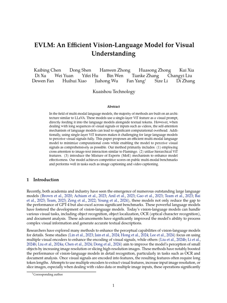 EVLMAn Efficient Vision-Language Model For Visual | PDF | Machine Learning | Artificial Intelligence
