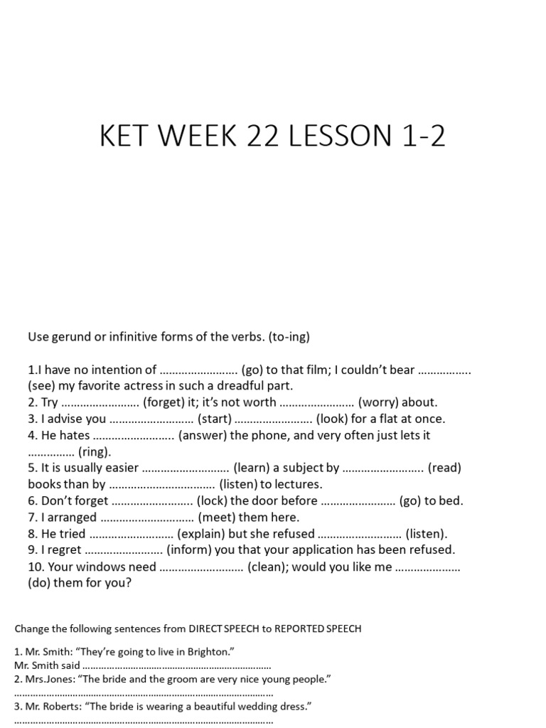 Ket Week 22 Lesson 1-2 | PDF