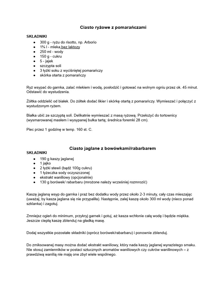 Ciasta Low Fodmap | PDF