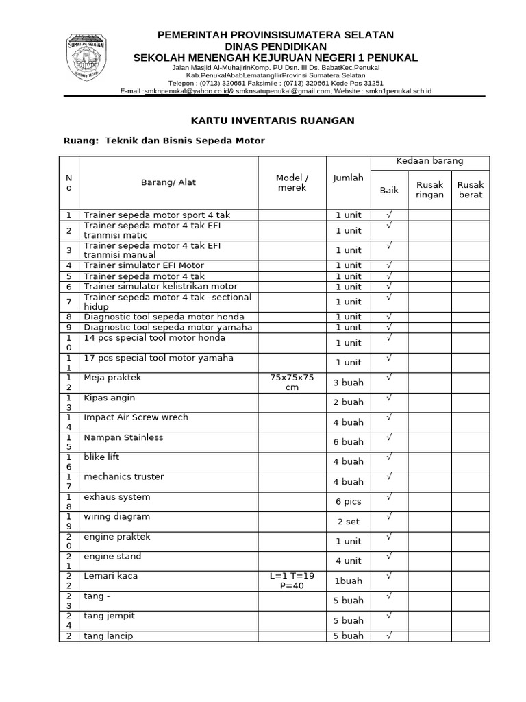 Kartu Invertaris Ruangan (Kir) | PDF