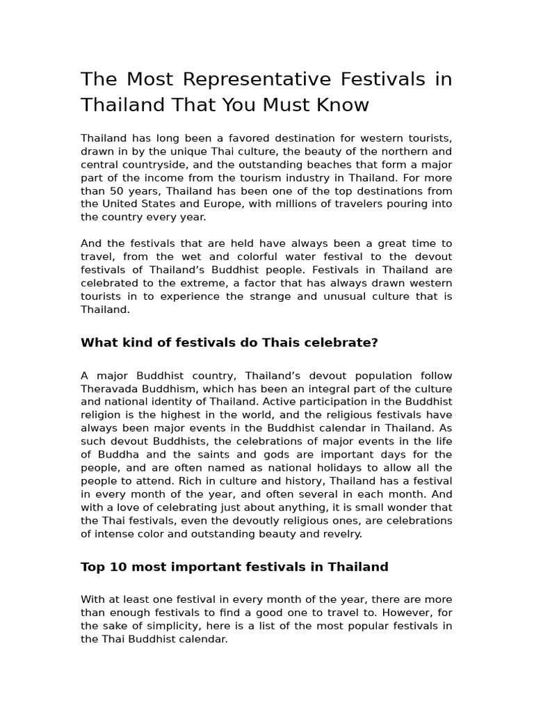 The Most Representative Festivals in Thailand That You Must Know | PDF