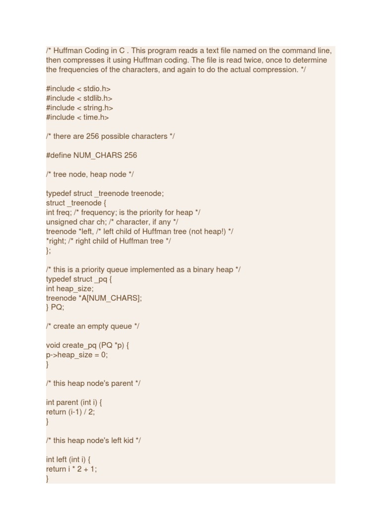 Huffman Coding In C Pdf Applied Mathematics Algorithms And Data