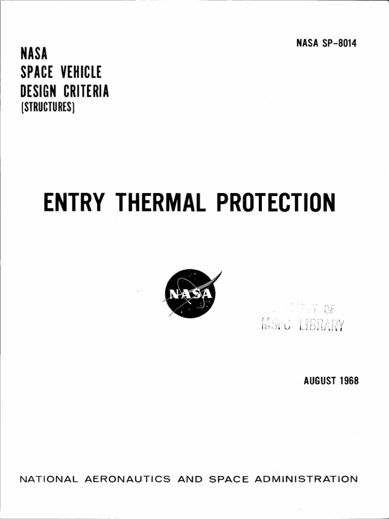 NASA sp8014 Entry Thermal Protection | PDF