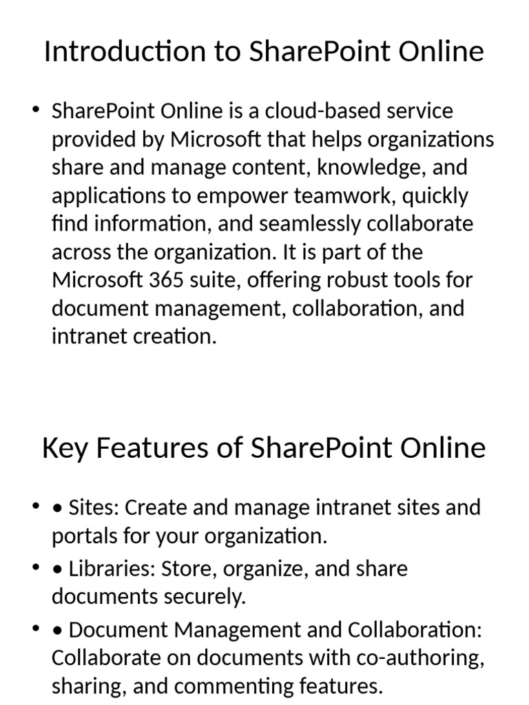 SharePoint Online Presentation | PDF