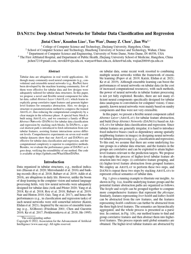 DAN S: Deep Abstract Networks For Tabular Data Classification and Regression | PDF