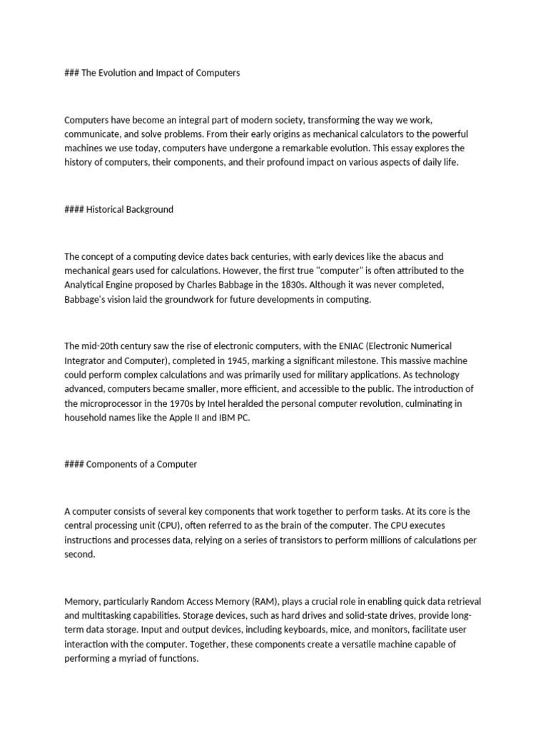 The Evolution and Impact of Computers | PDF