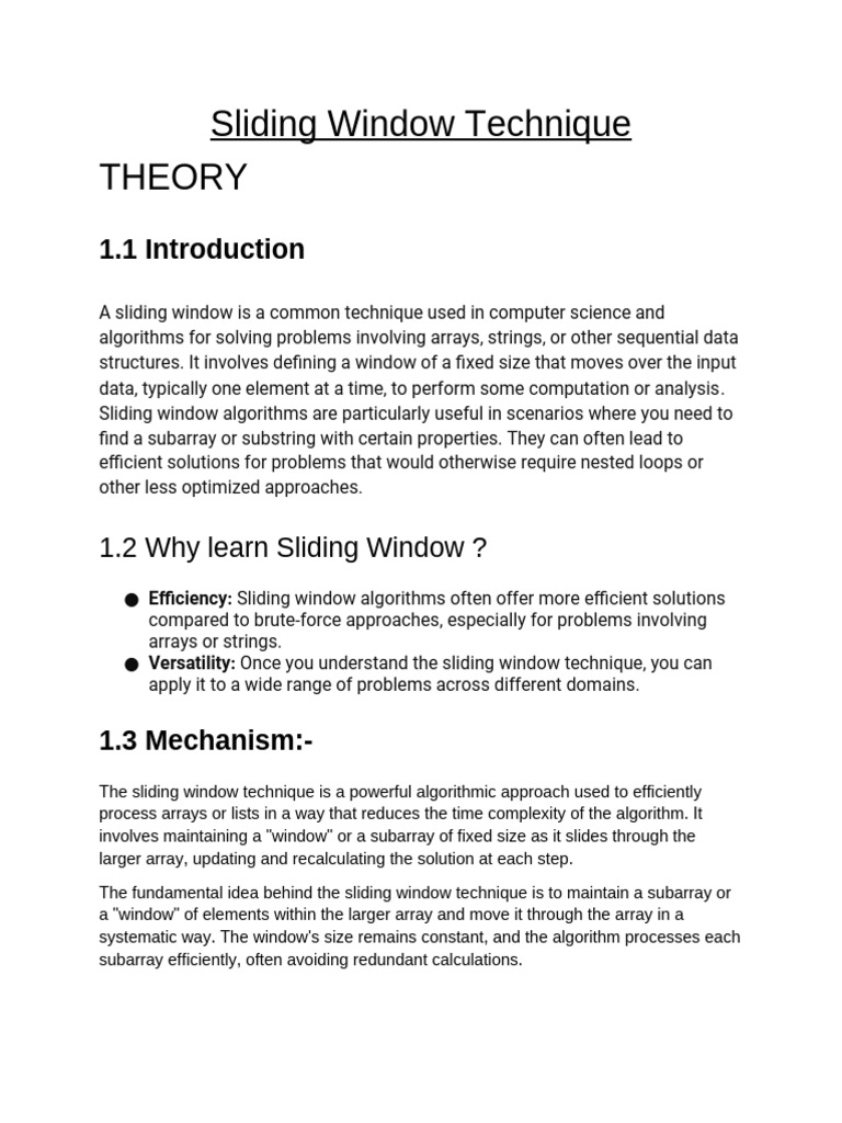 Sliding Window Technique | PDF