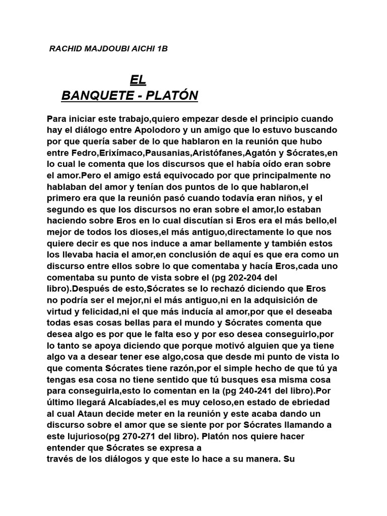 El Banquete-Platón | PDF