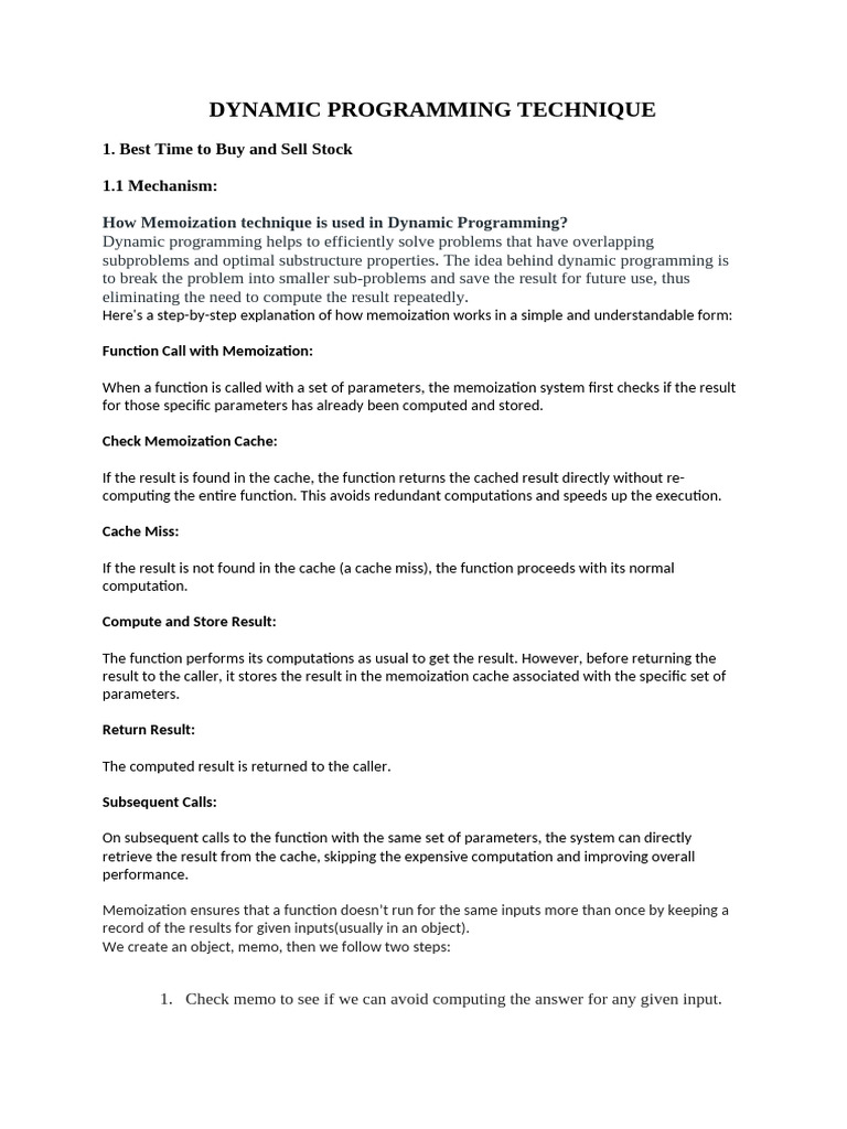 Dynamic Programming Technique | PDF