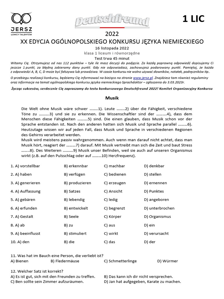 Deutschfreund 2022 I Lic 1 | PDF