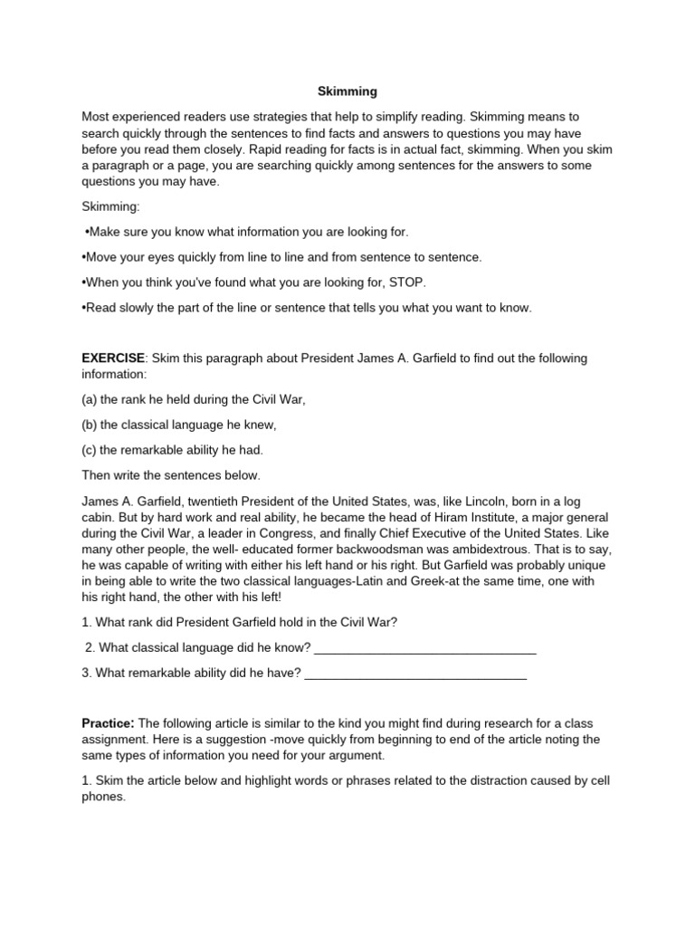 READING STRATEGIES WORKSHEET | PDF