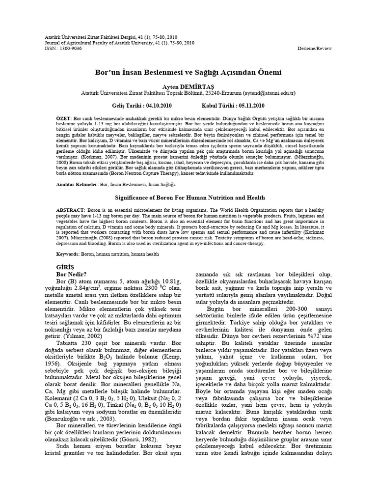 Bor - Un - Nsan Beslenmesi Ve Sa - L - A - S - Ndan - Nemi (#41828) - 35352 | PDF