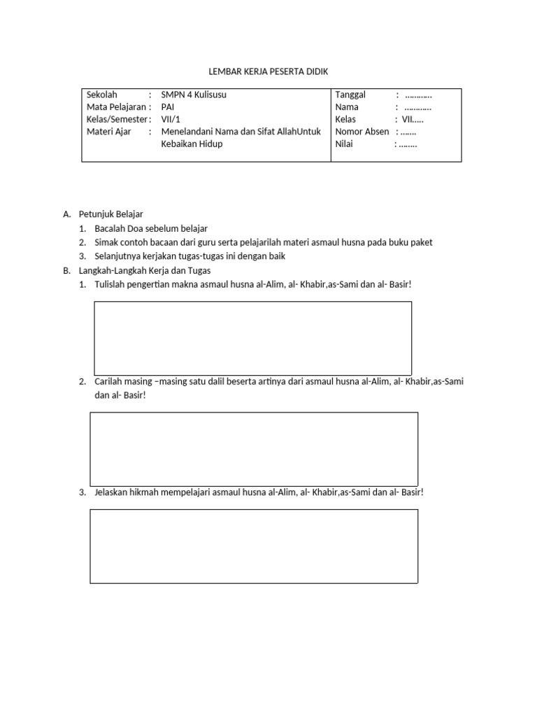 Lembar Kerja Peserta Didik | PDF