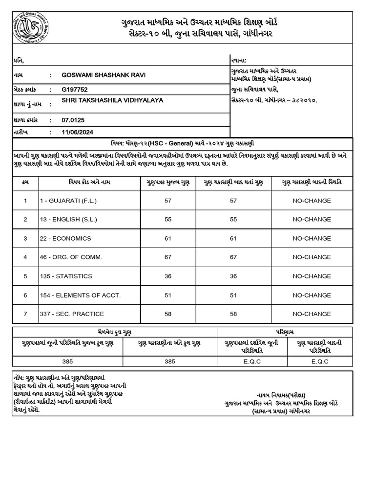 Gun Chaka San I Result Hs CG 197752 | PDF