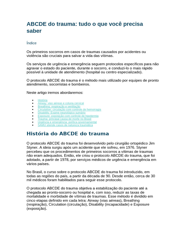 ABCDE do Trauma | PDF