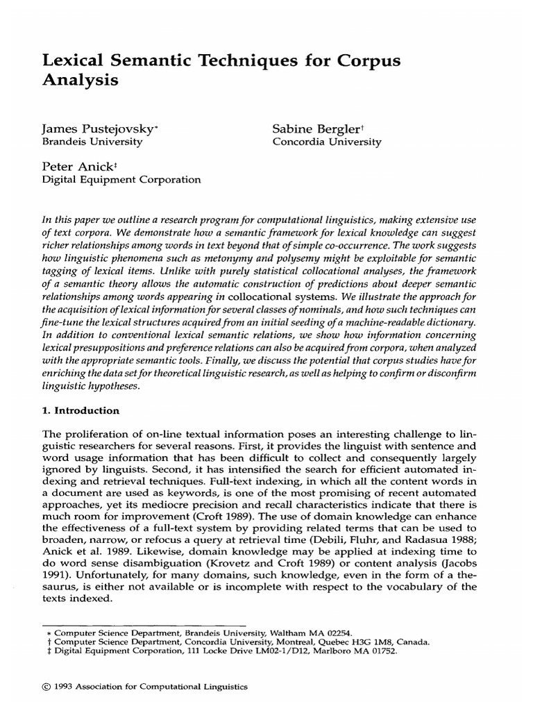 LeXical SemAntic TEchniqueS For Corpus AnalYSiS | PDF | Semantics | Foreign Language Studies