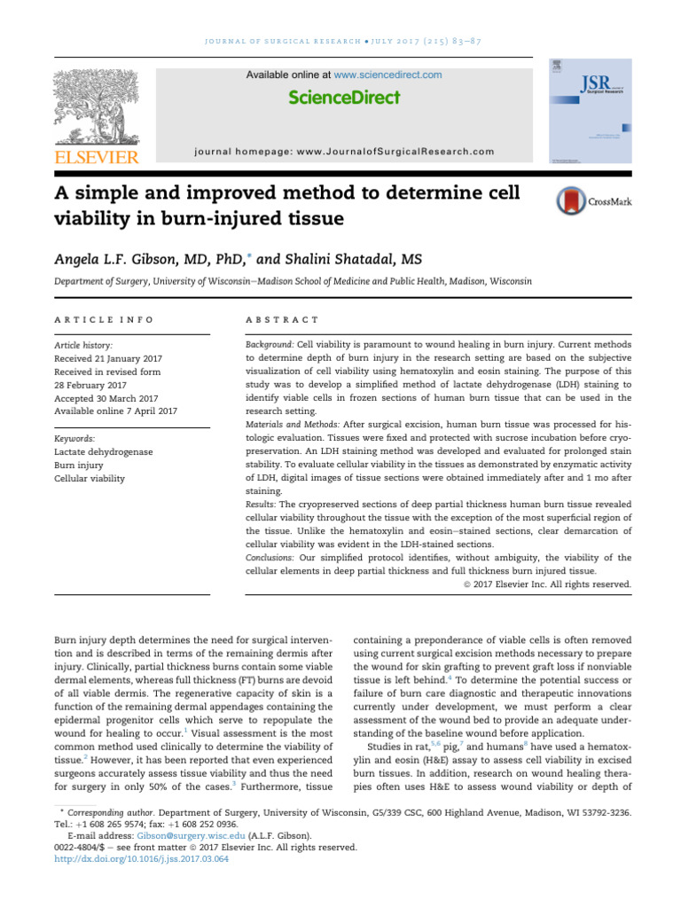 A Simple and Imprroved Method To Determine Cell Viability in Burn ...