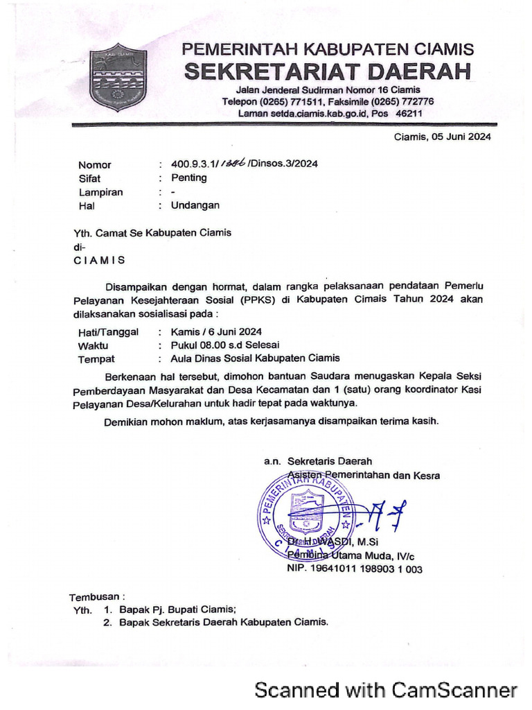 Undangan Pendataan PPKS Camat | PDF