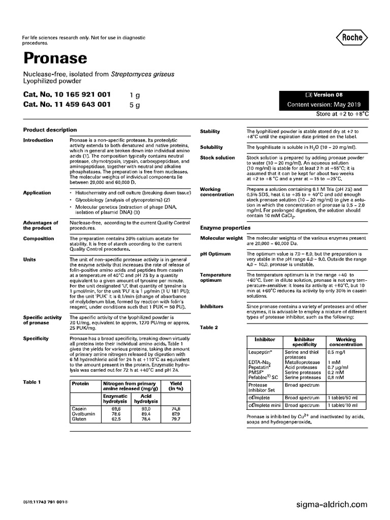 Pronase Enzyme | PDF