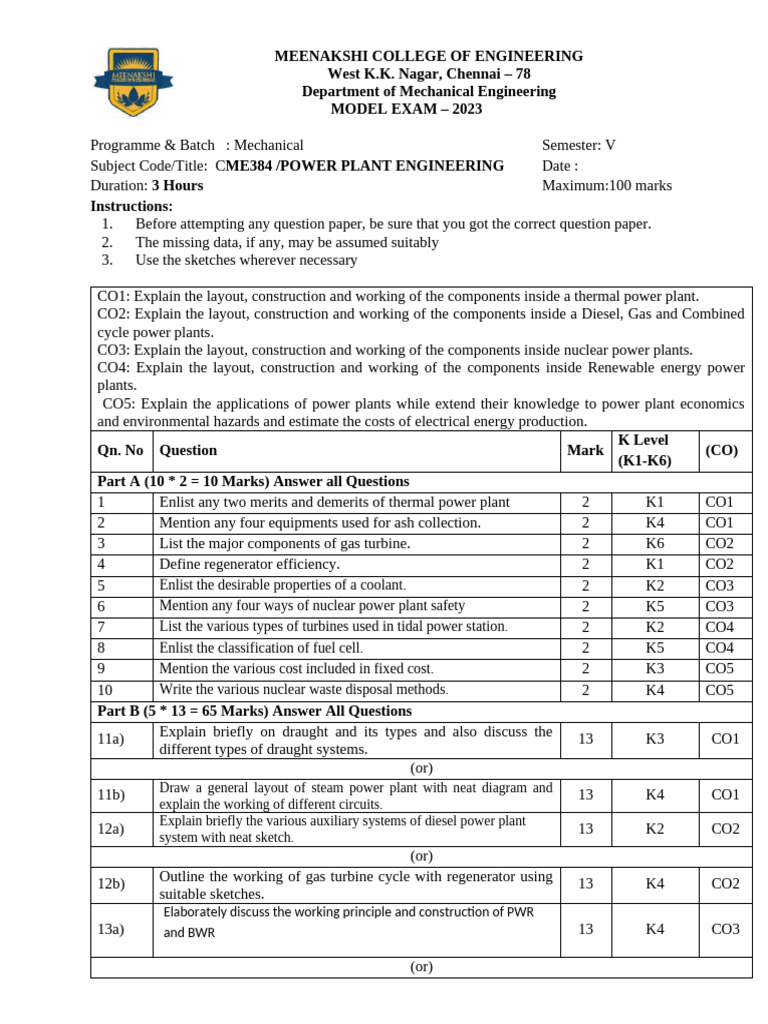QP PPE Model | PDF | Power Station | Nuclear Power Plant