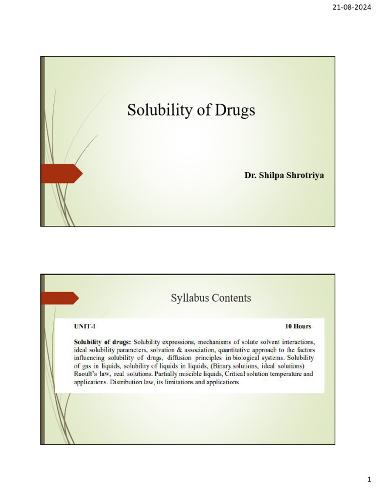 Solubility PPT Notes | PDF