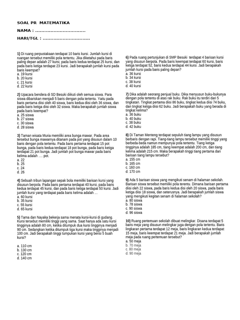 02.SOAL PR MTK | PDF