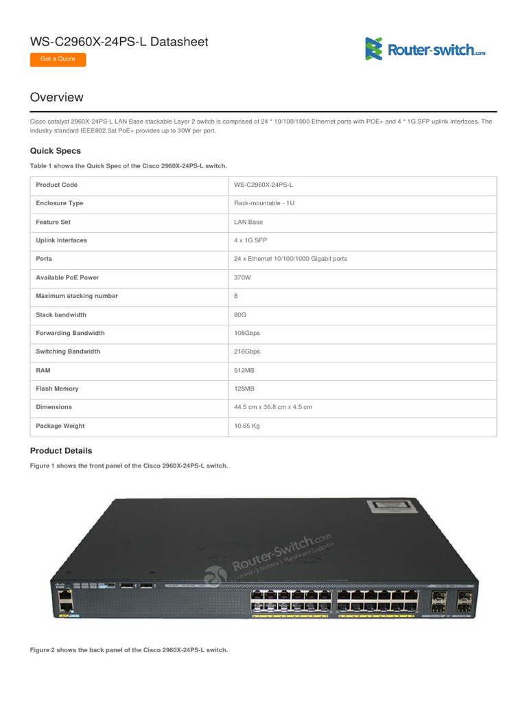 Ws c2960x 24ps L Datasheet | PDF