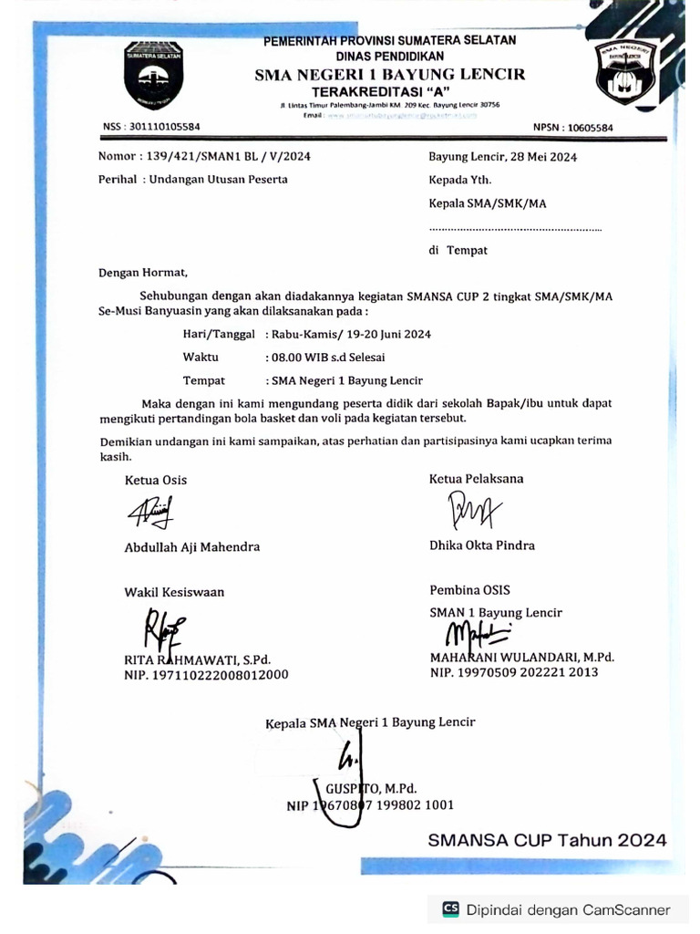 Undangan Smansa Cup 2024 | PDF