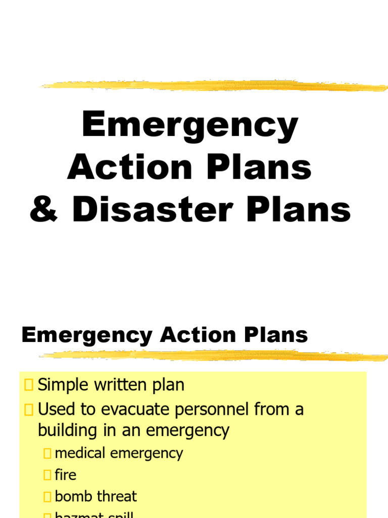 Emergency Action Plans & Disaster Plans | PDF