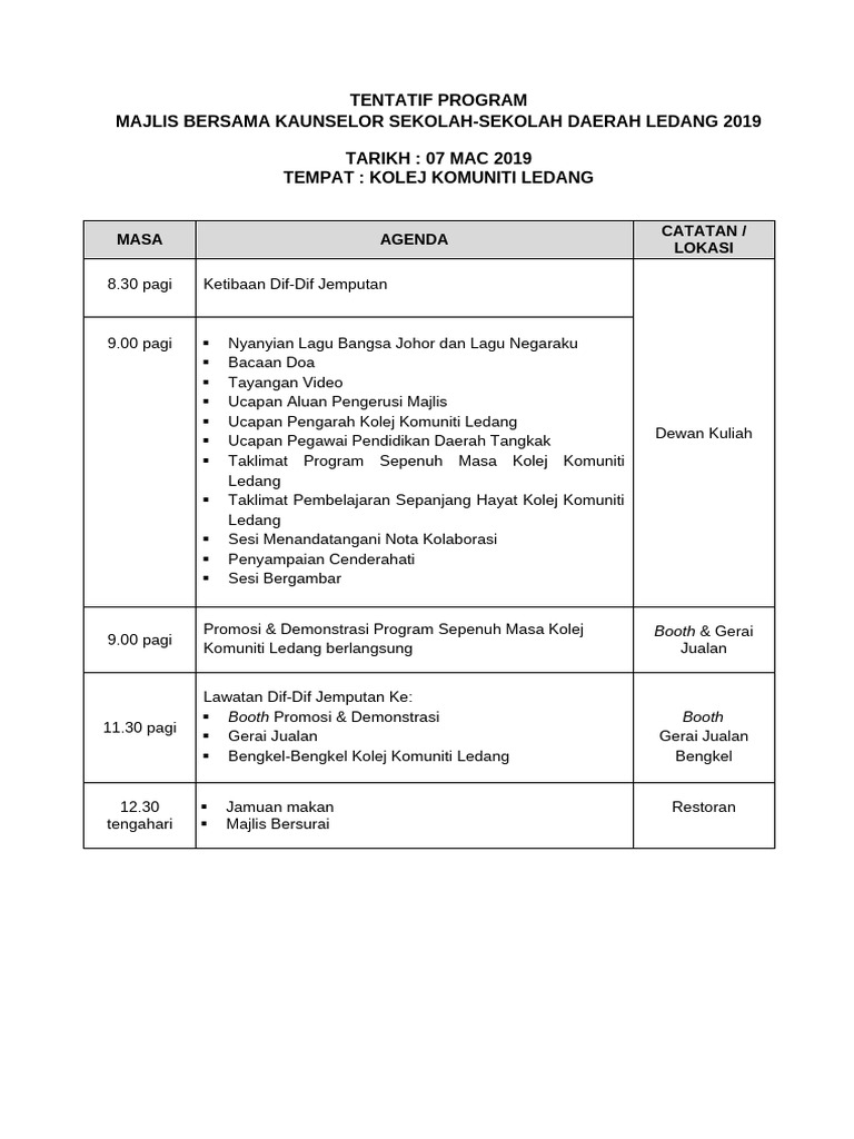 01 - Tentatif Program | PDF