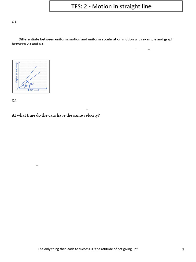 TFS 2 Motion in Straight Line | PDF