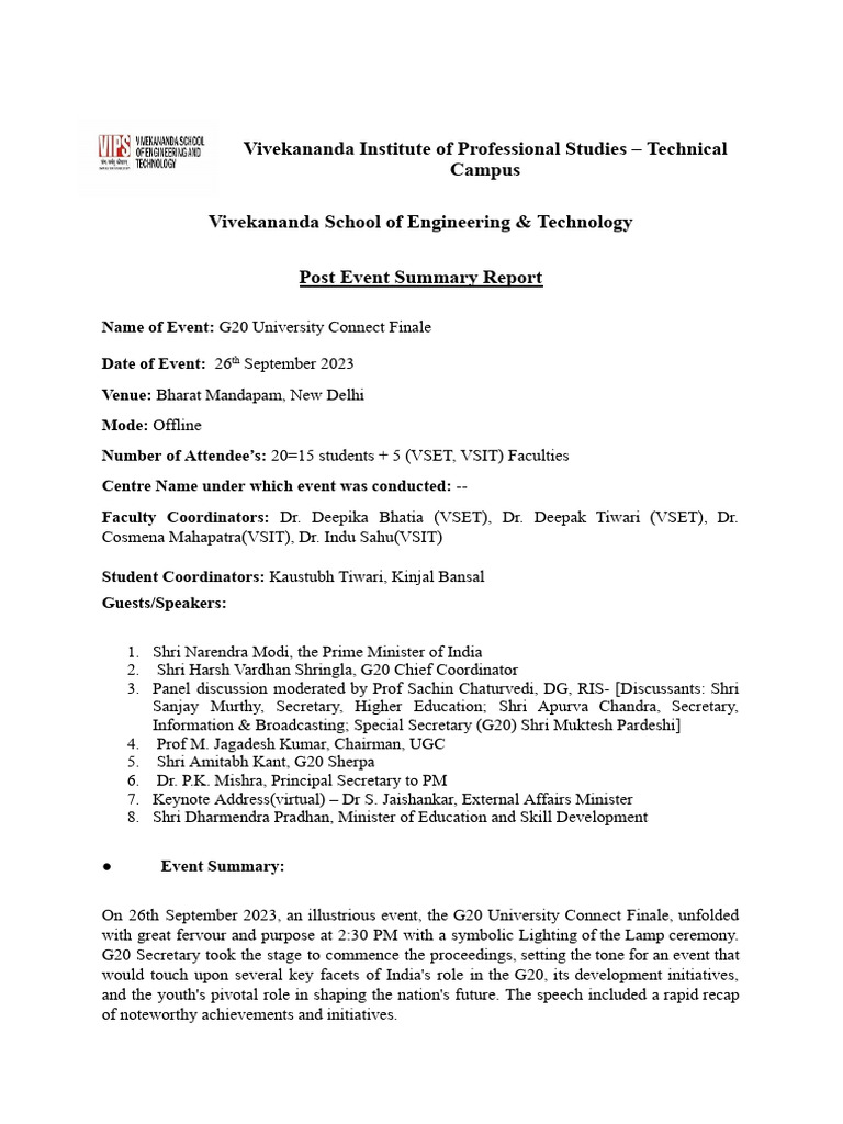 Bharat Mandapam Visit - Sept 26 - 23 | PDF