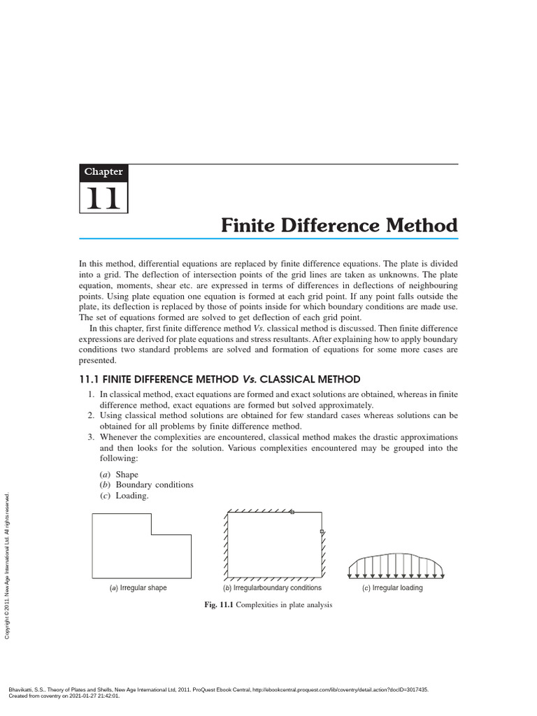 Theory of Plates and Shells - (Chapter 11 Finite Difference Method ...