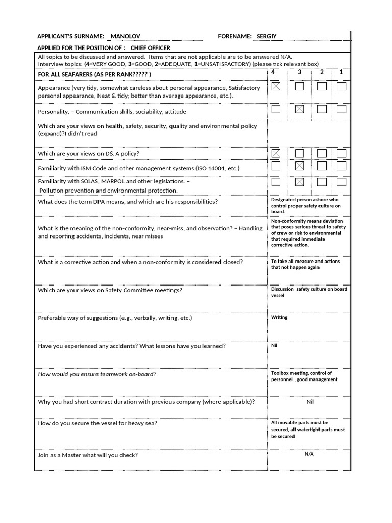 For Navigators - Sample - Interview Form 2 | PDF