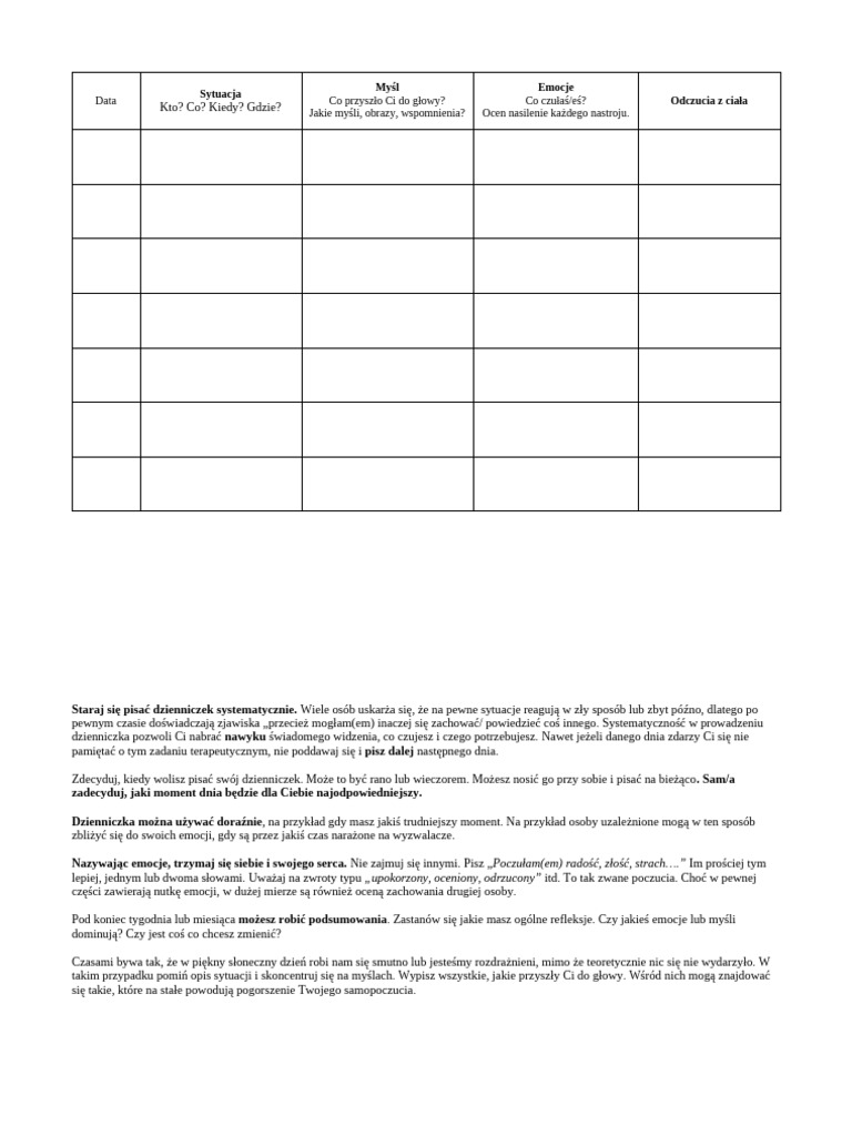 Dziennik Emocji | PDF