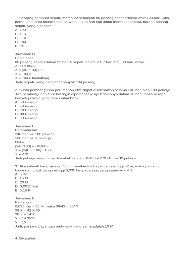 Kumpulan Soal Kuantitatif Tiu | PDF