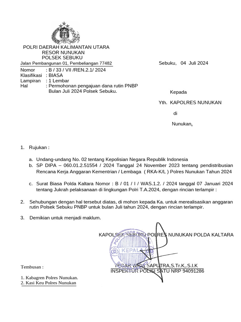 Surat Pengajuan PNBP | PDF