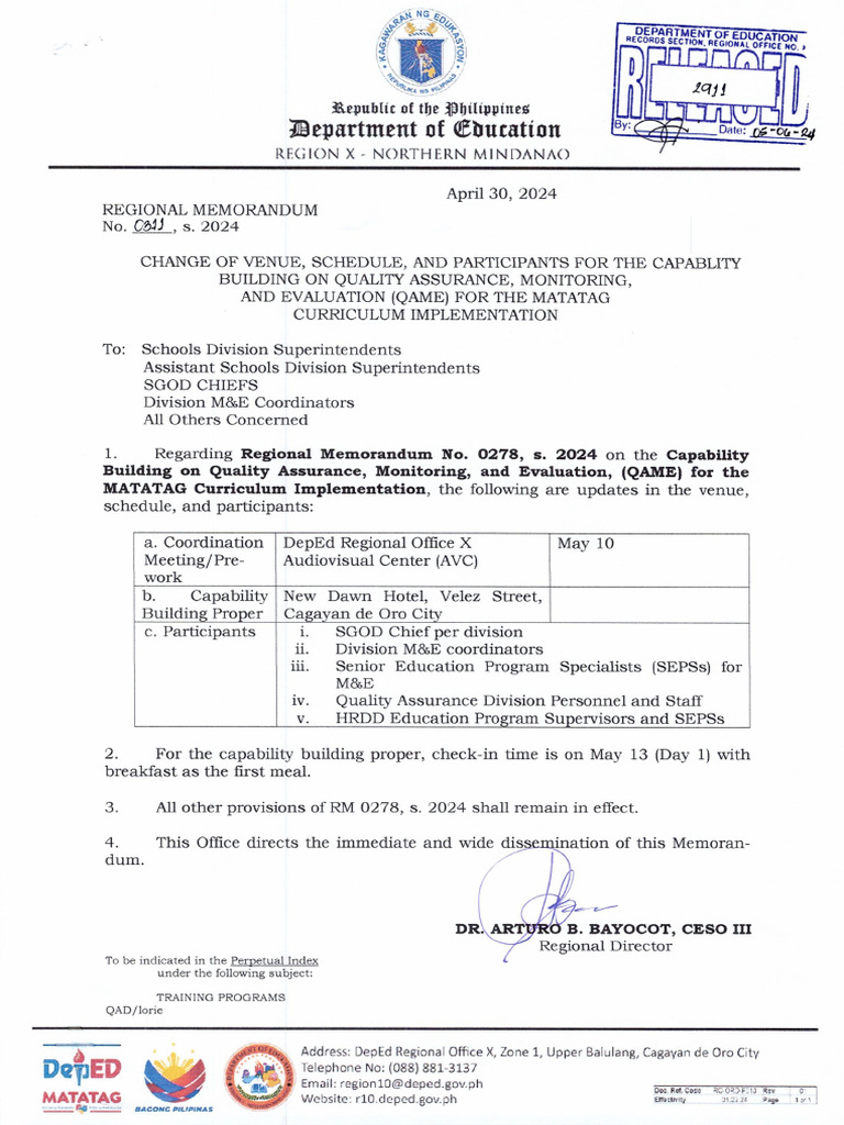 RM - 311 - Change of Venue, Schedule, and Participants For The Capacity ...