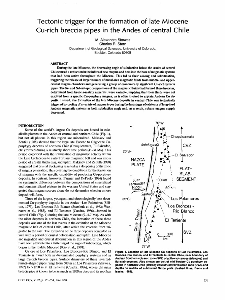 Skewes 1994 Tectonic Trigger For The Formation of Late Miocene | PDF